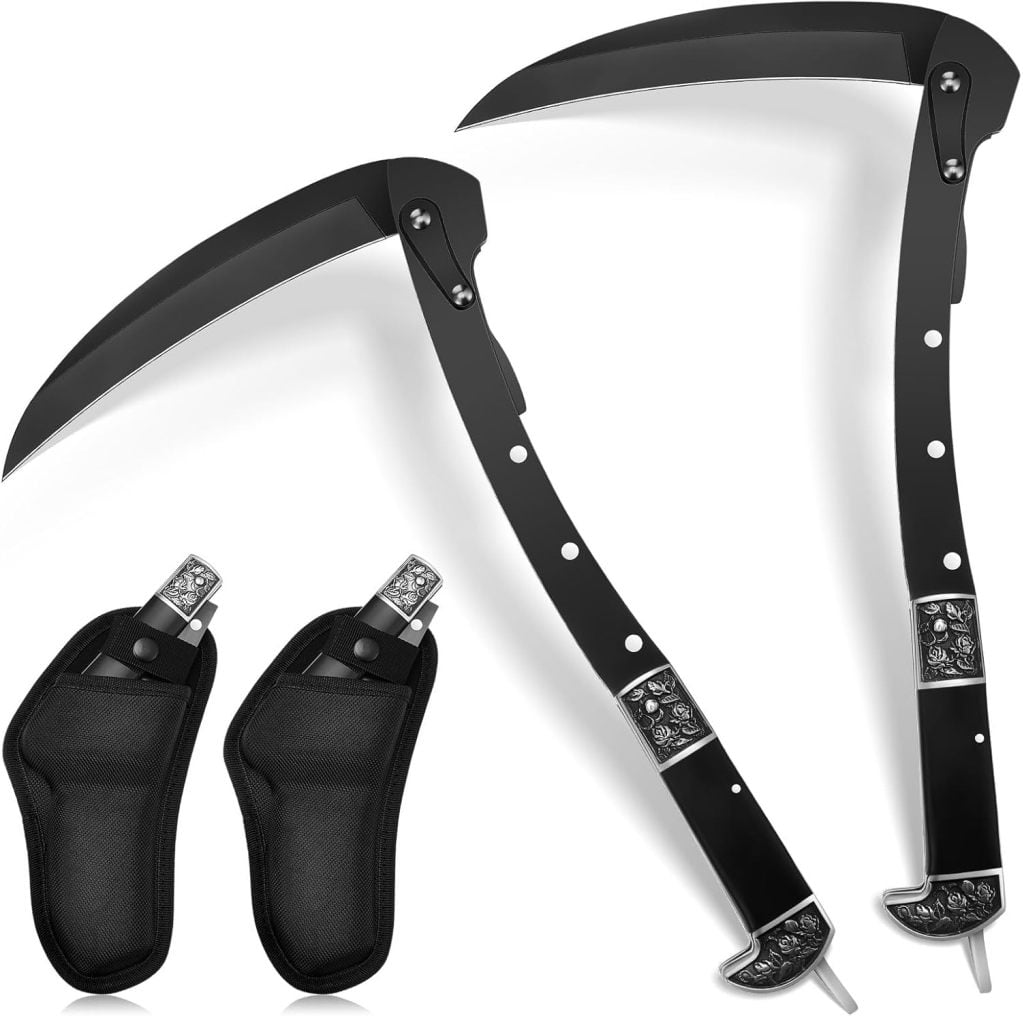 2 Pcs Black Sharp Folding Sickle 14.6 inch Grass Hand Sickle Knife ...
