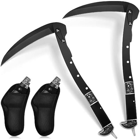2 Pcs Black Sharp Folding Sickle 14.6 inch Grass Hand Sickle Knife ...