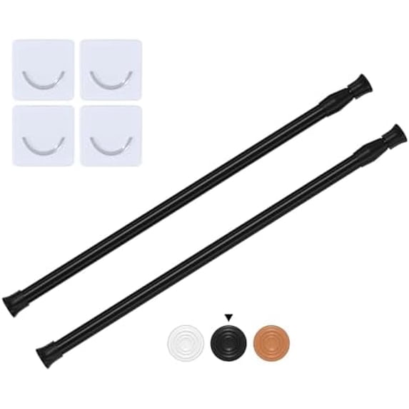 2 Pcs Black Small Tension Rod 12 to 20 Inch Adjustable Tension Curtain ...