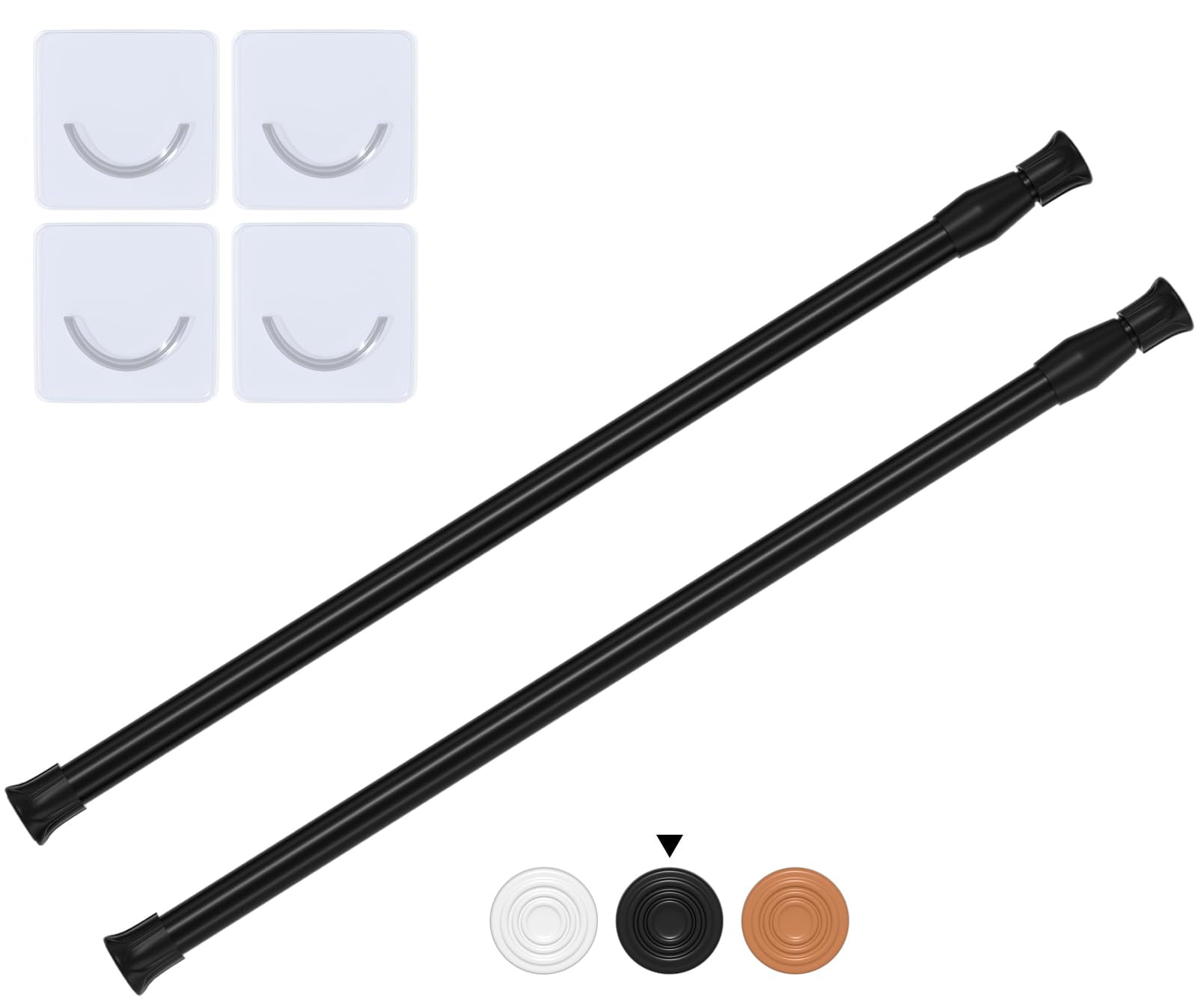 2 Pcs Black Small Tension Rod 12 to 20 Inch Adjustable Tension Curtain ...