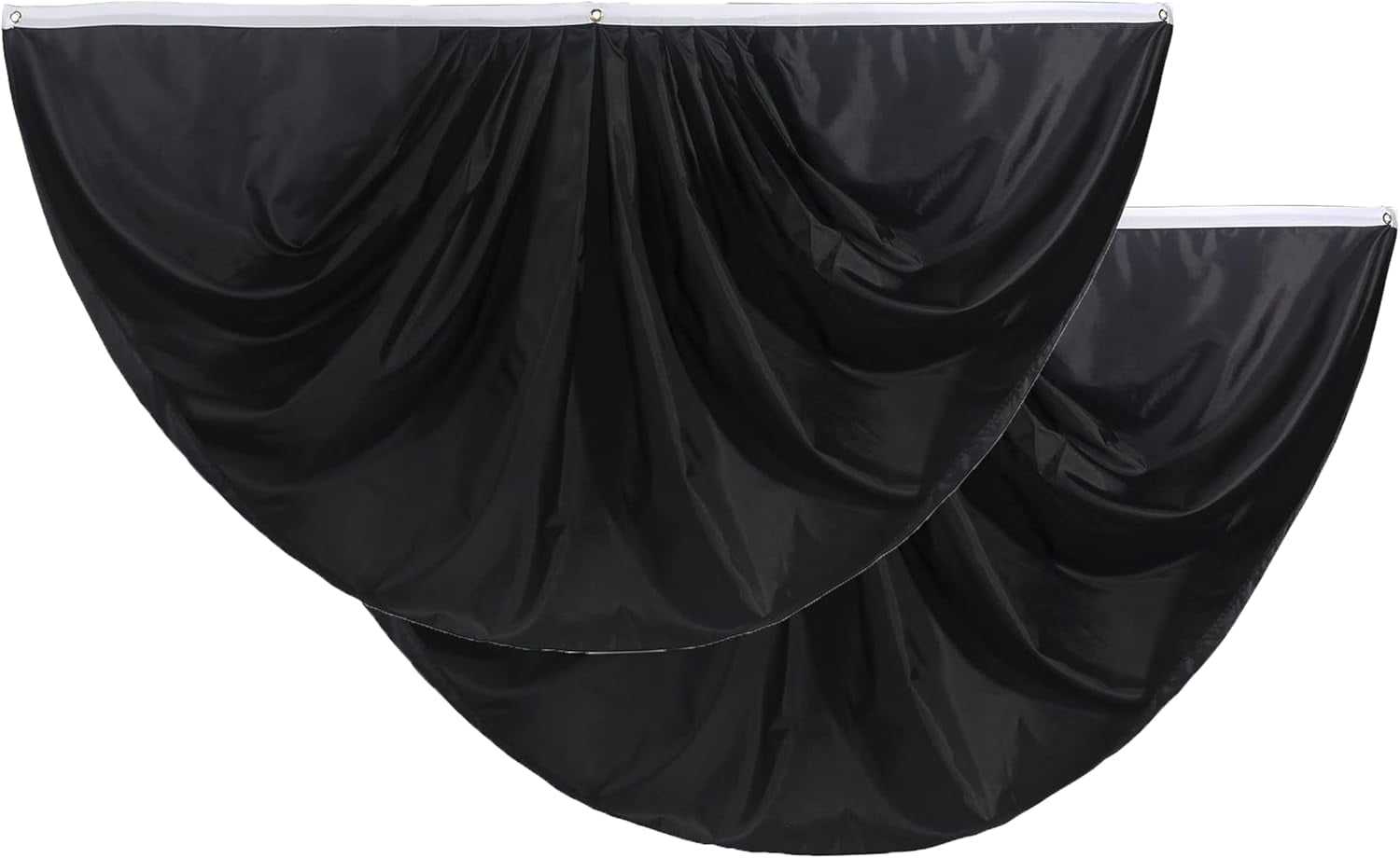 2 Pcs Black Solid Colour Fan Flag,Colour Pleated Fan Flag Bunting 3 x 6 ...