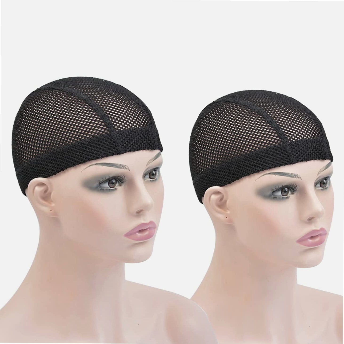 2 Pcs Black Spandex Mesh Dome Wig Cap Elastic Crochet Braid Wig Caps ...