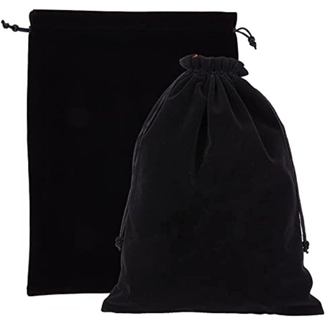 2 Pcs Black Velvet Bags with Drawstrings 14.57x11.02" Large Drawstring ...