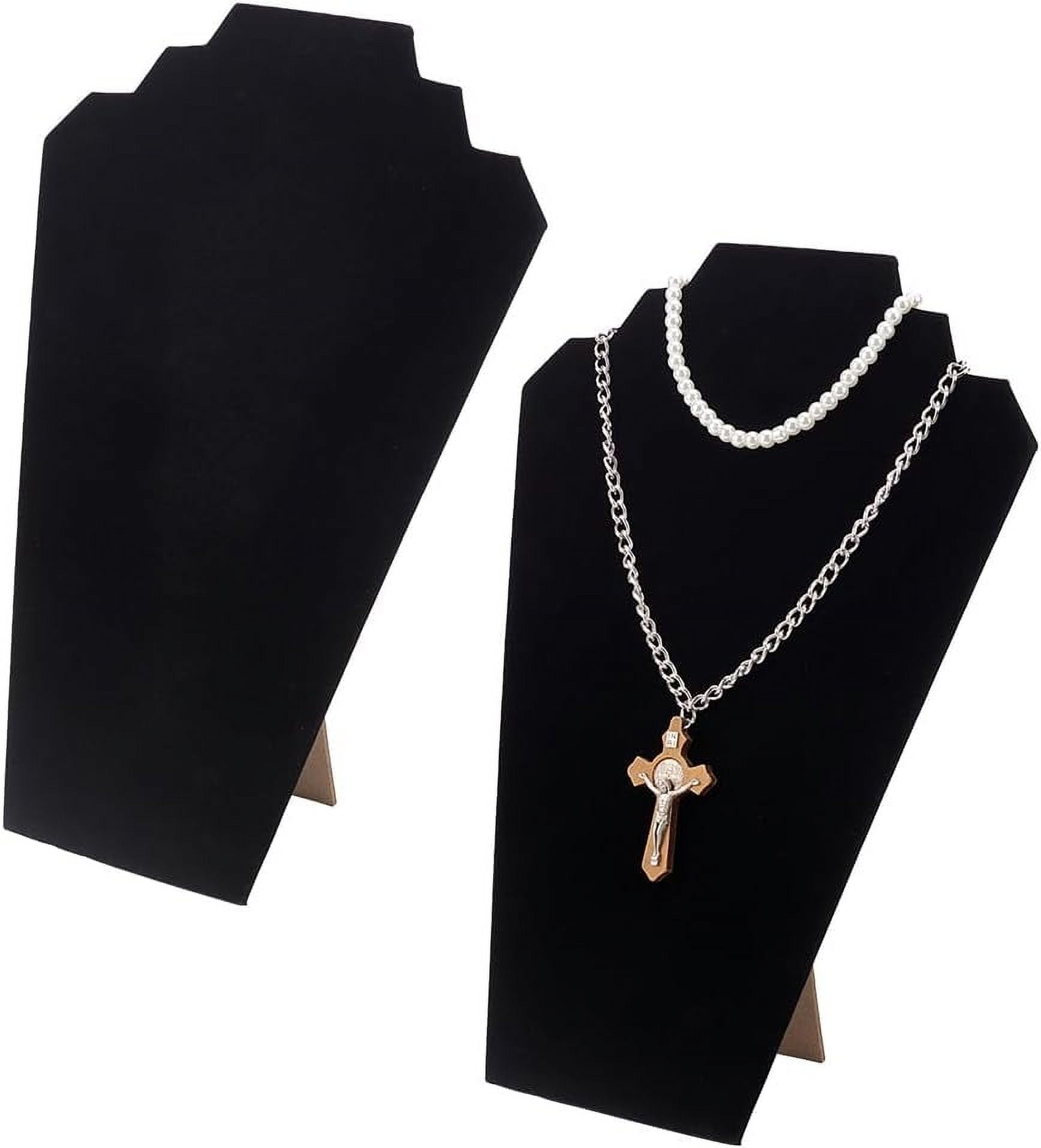 2 Pcs Black Velvet Jewelry Necklace Display Stand 12.4 Inch Height 3D ...