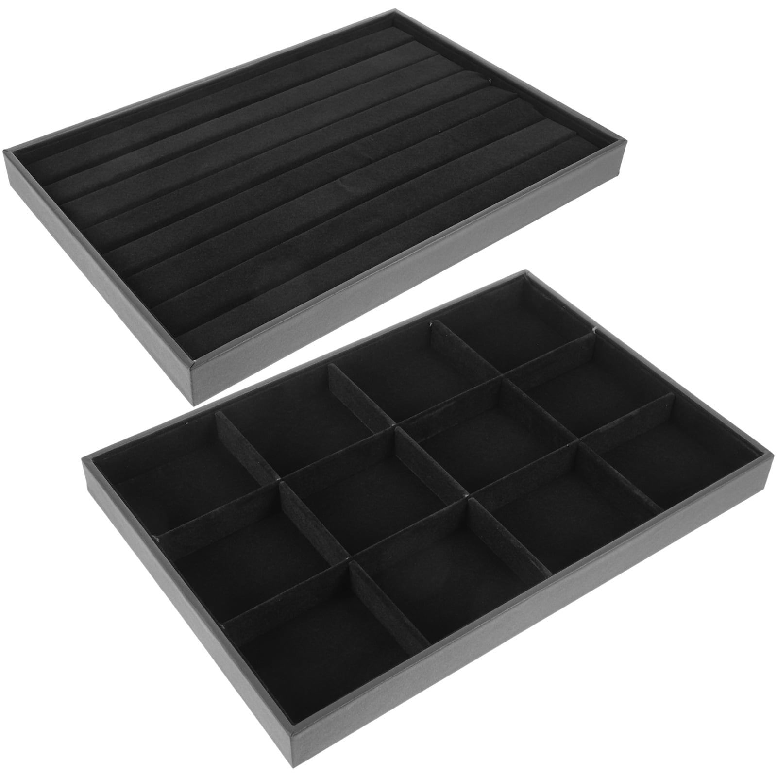 2 Pcs Black Velvet Jewelry Tray Drawer Ring Tray Ring Storage Mats ...