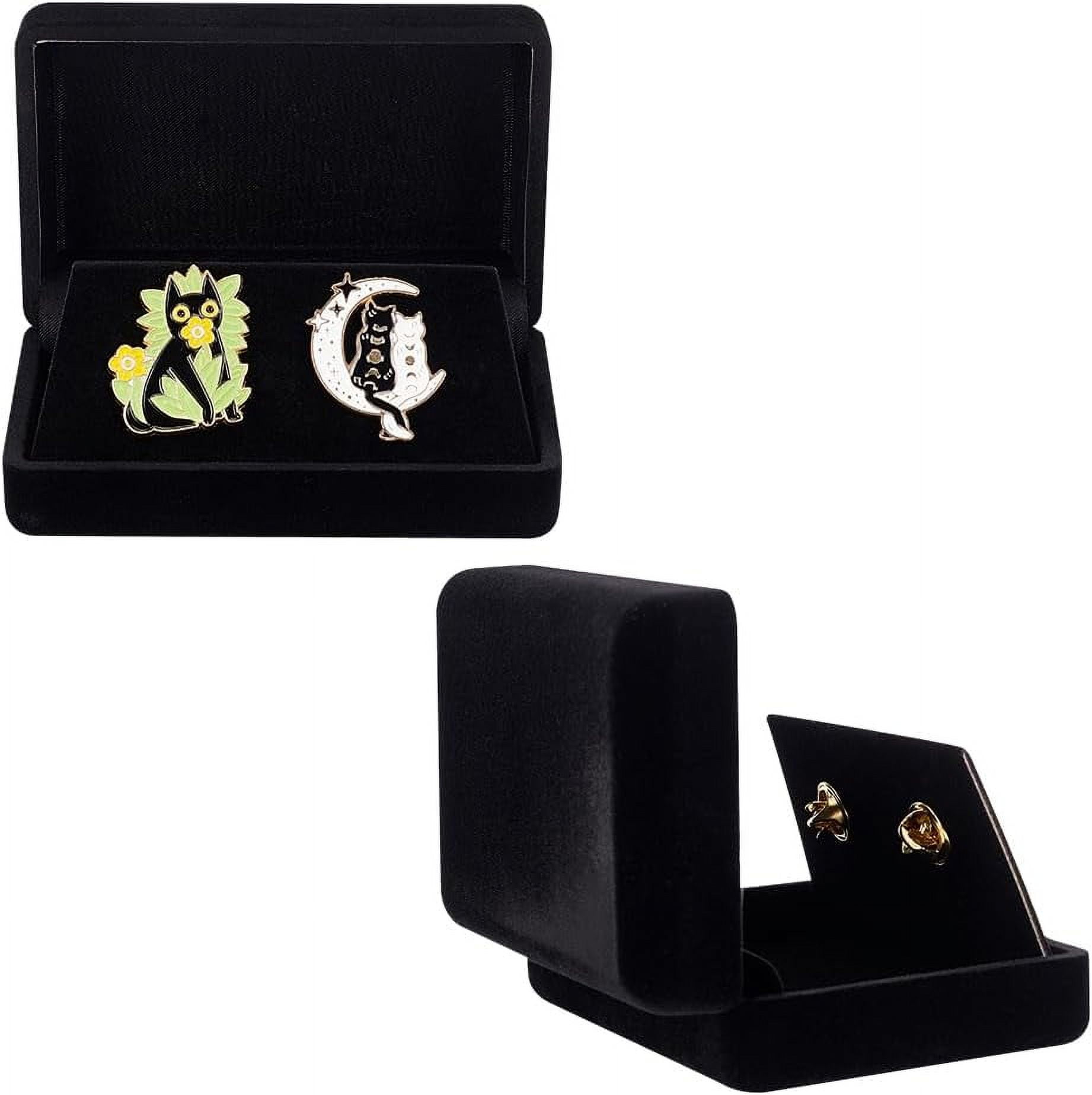 2 Pcs Black Velvet Lapel Badge Display Holder 3.5x2" Rectangle Medal ...