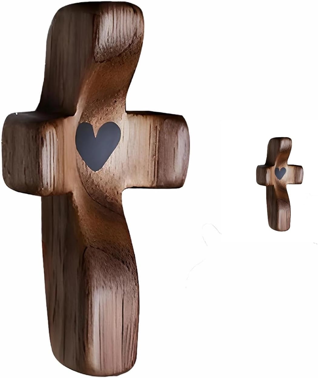 2 Pcs Black Walnut Cross,Handheld Wooden Cross,Faith Embraces Cross ...