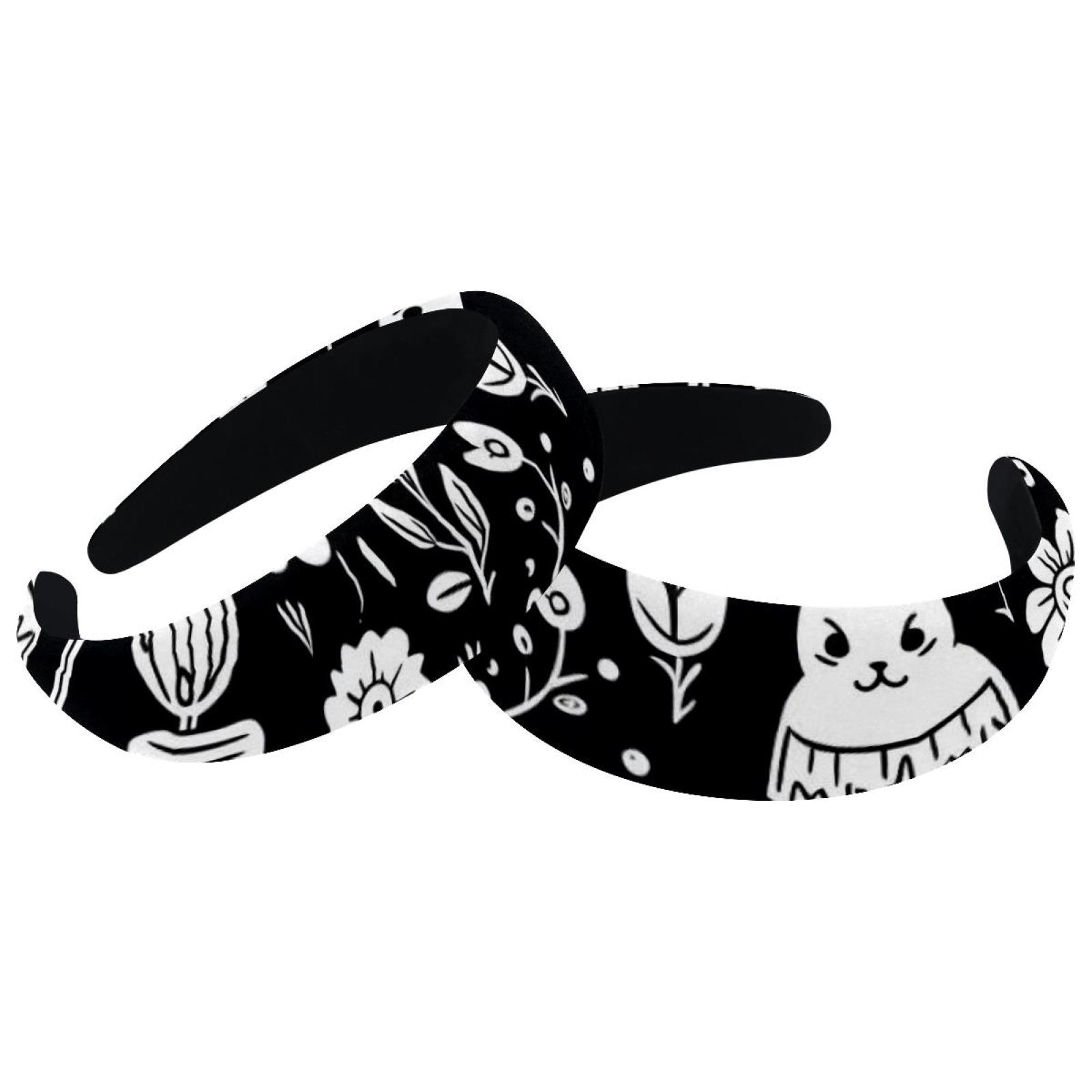 2 Pcs Black White Easter Eggs E Headbands for Women, Polyester Wide ...