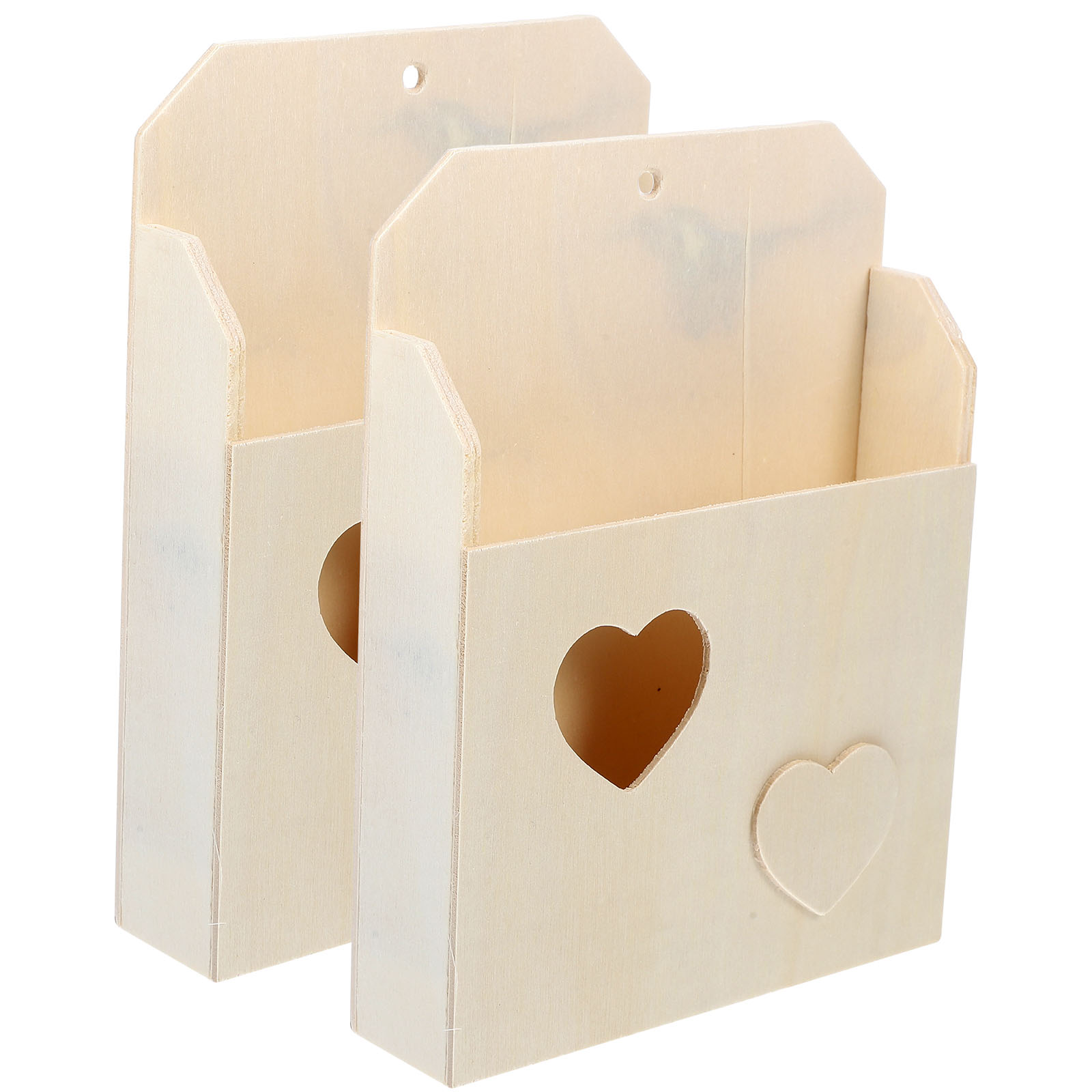 2 Pcs Blank Unfinished Wood Boxes Graffiti Wooden Toy Mailboxes for ...