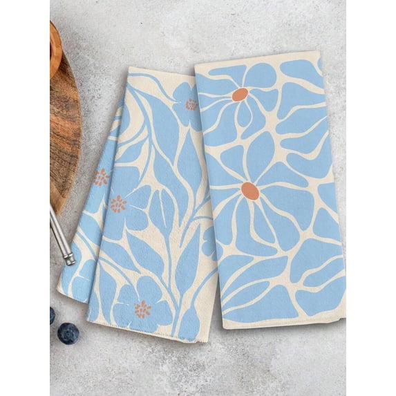 2 Pcs Blue Boho Floral Kitchen Towels Set - Decorative Dish Towels ...