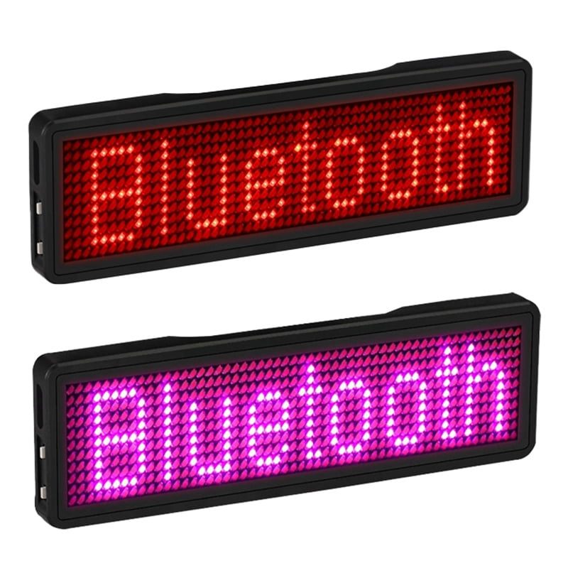 2 Pcs Bluetooth LED Name Badge Rechargeable Light Sign DIY Programmable Board Display LED,Type 1 ...