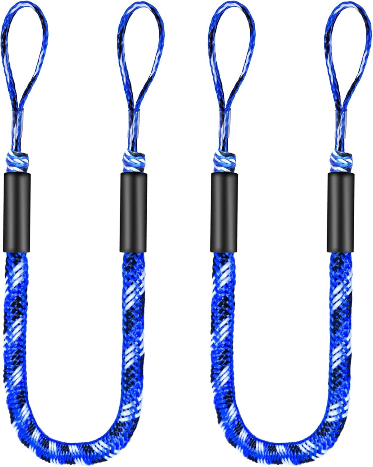 2 Pcs Boat Bungee Dock Lines, 4 Feet Mooring Rope for Docking Stretches to 6 Feet, Mooring Line ...