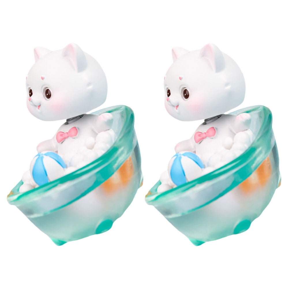 2 Pcs Bobbing Cat Car Gift Decor Small Animal Ornaments Interior ...