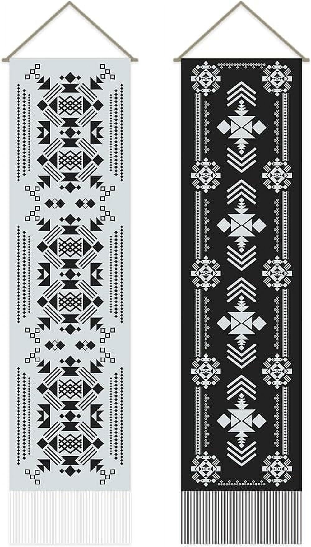 2 Pcs Bohemian Floral Tapestry Black and Gray Vertical Tapestry Wall ...