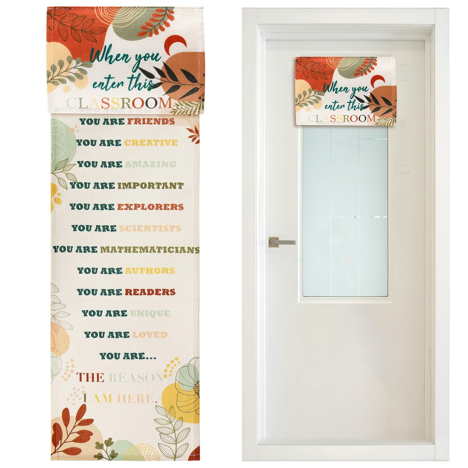 2 Pcs Boho Classroom Door Window Cover Back to School When You Enter ...