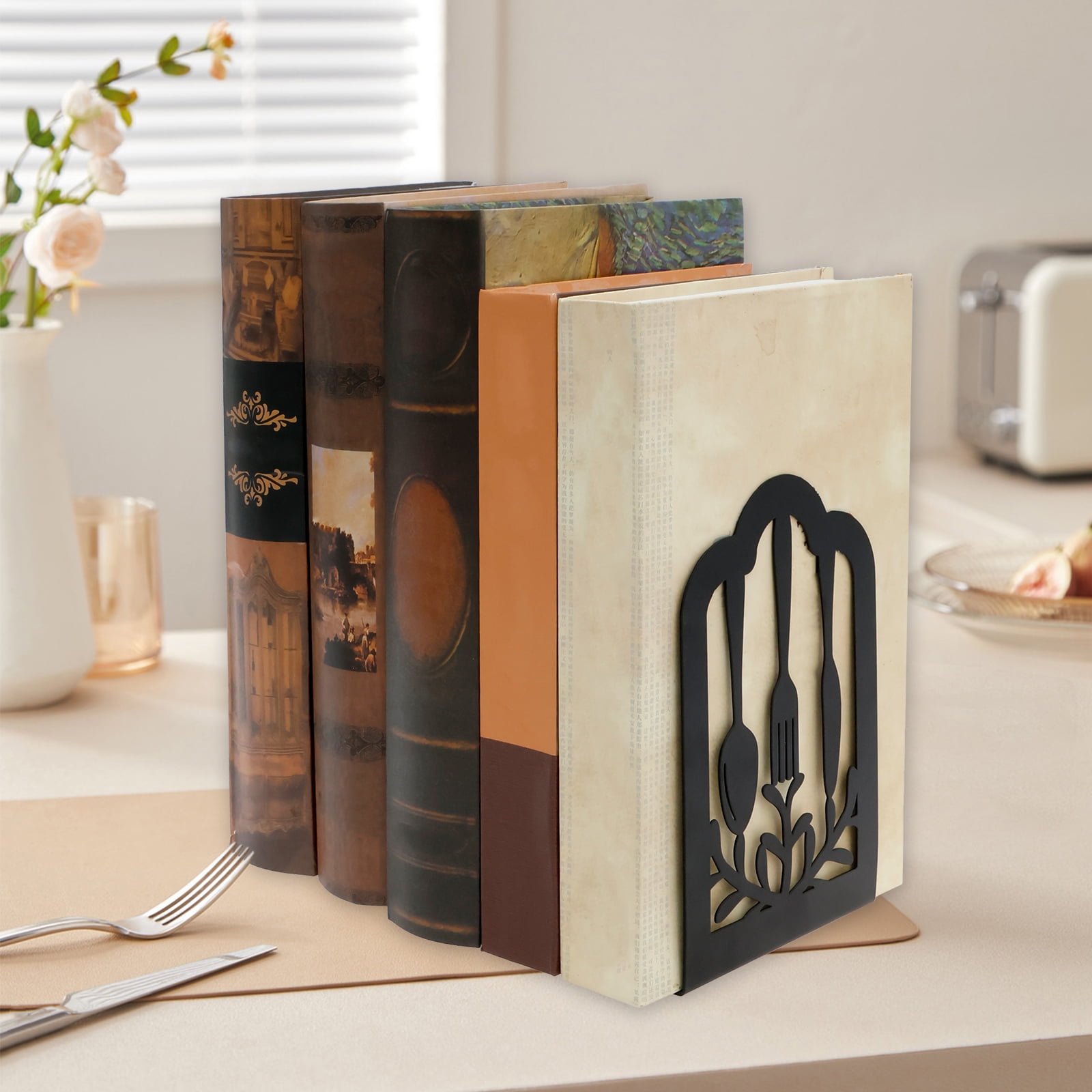 2 Pcs Book Ends Creative Metal Bookends Decorative Heavy Book Ends for ...