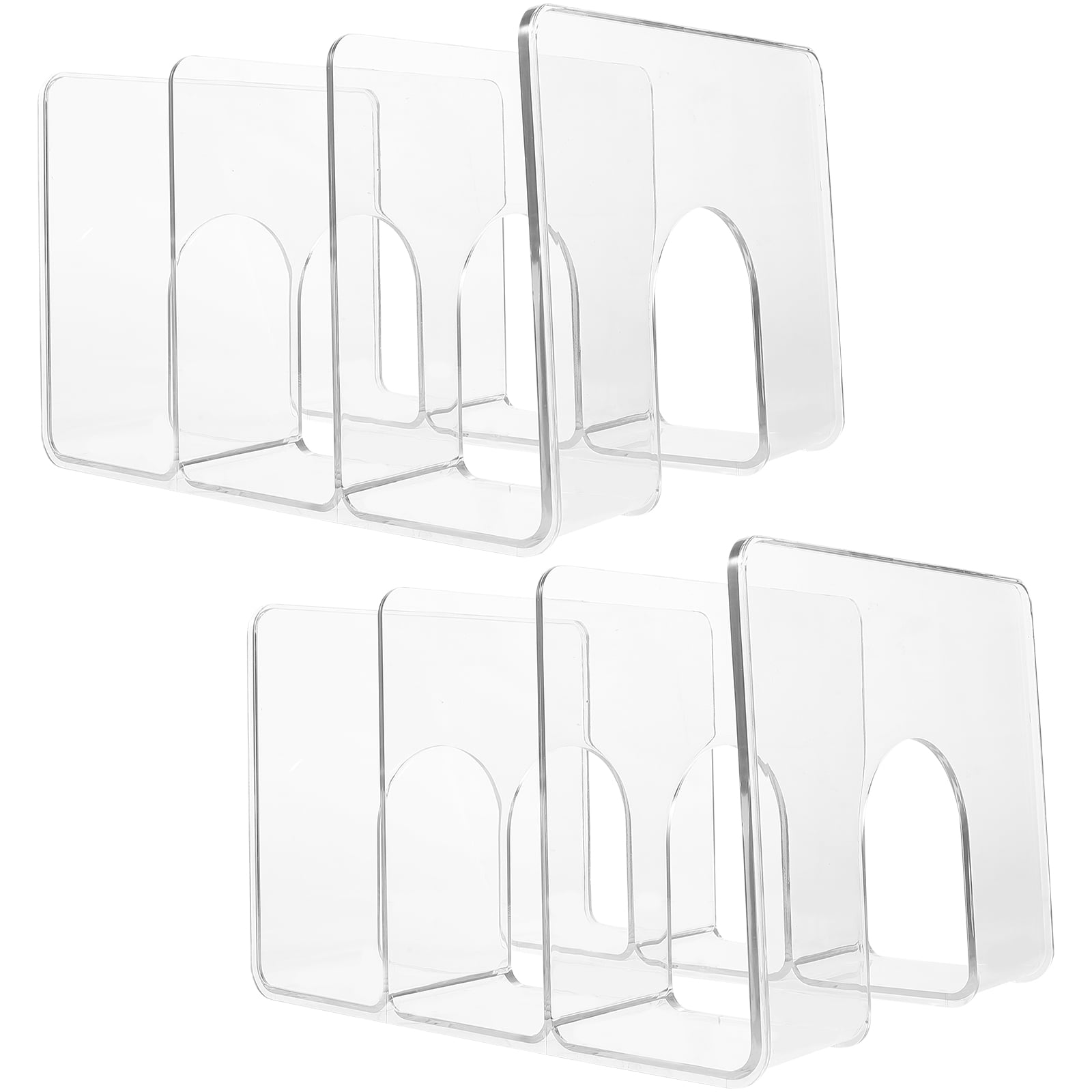 2 Pcs Book Holder for Desk Transparent Desktop Three Grid Bookshelf ...