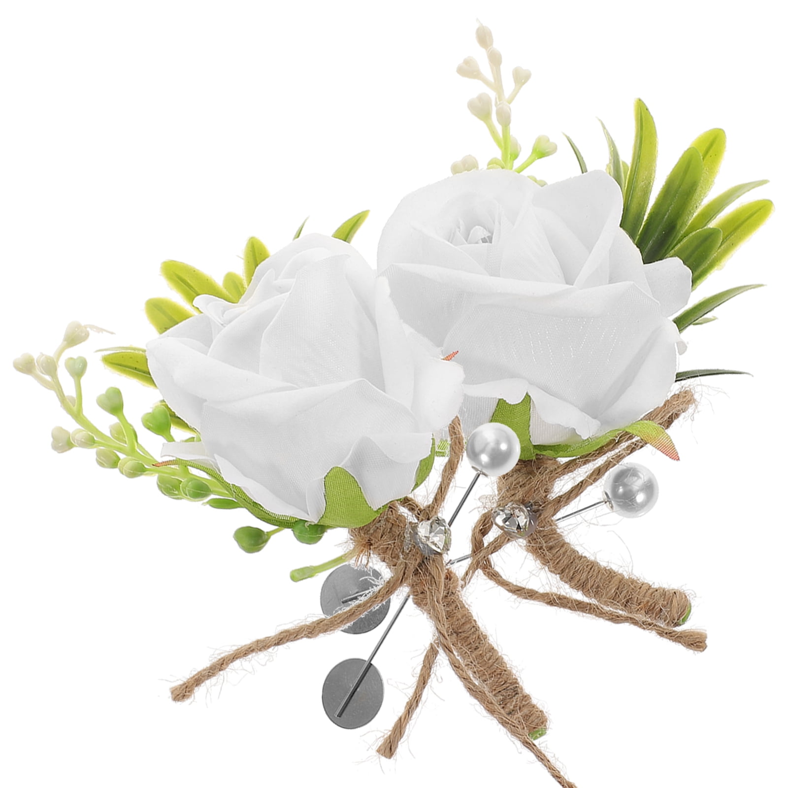 2 Pcs Bouquet Wrist Flower Wedding Boutonniere Artificial Rose Corsage ...