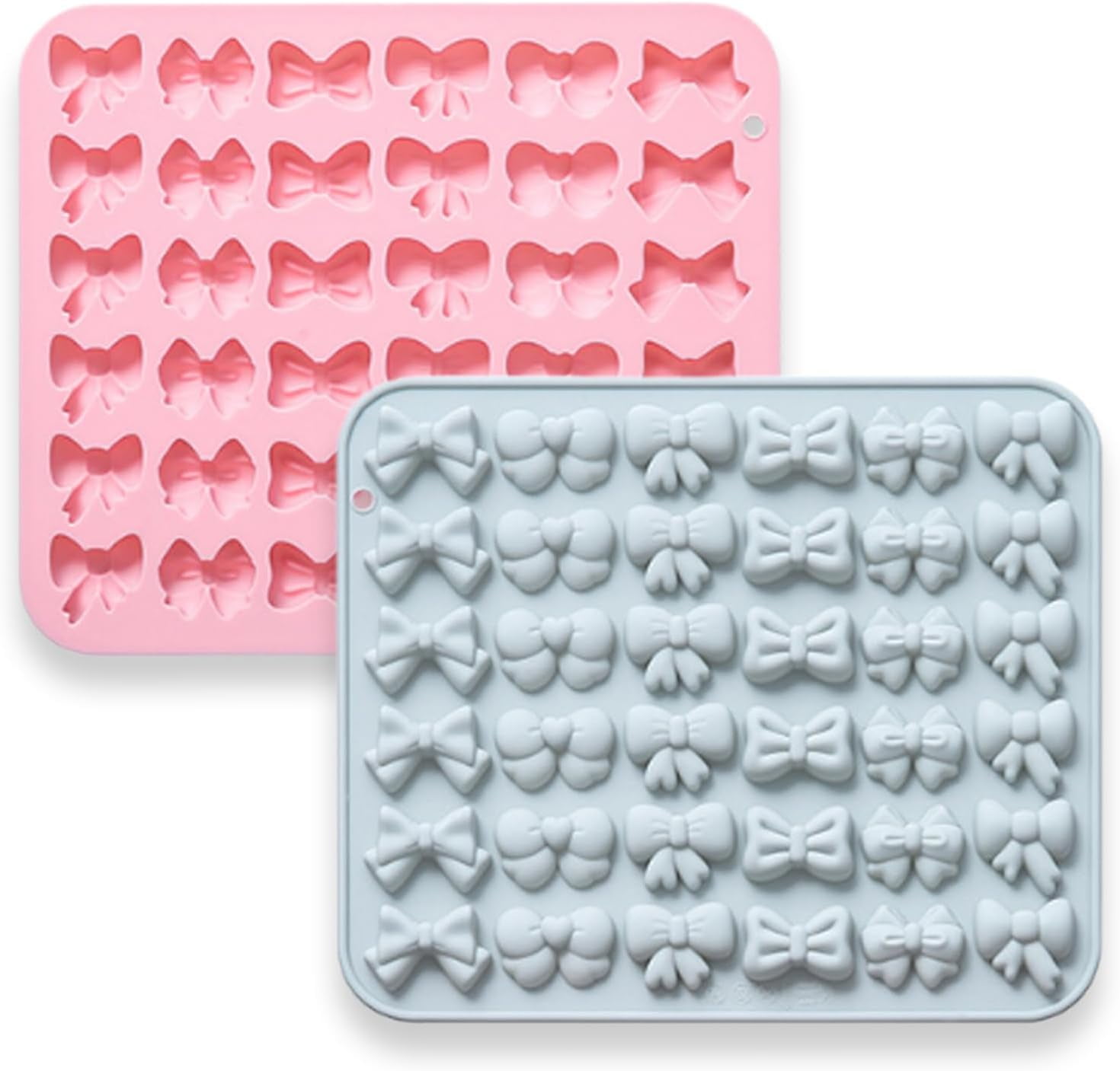 2 Pcs Bow Silicone Chocolate Molds, 36-Cavity Mini Bow Shape Candy ...
