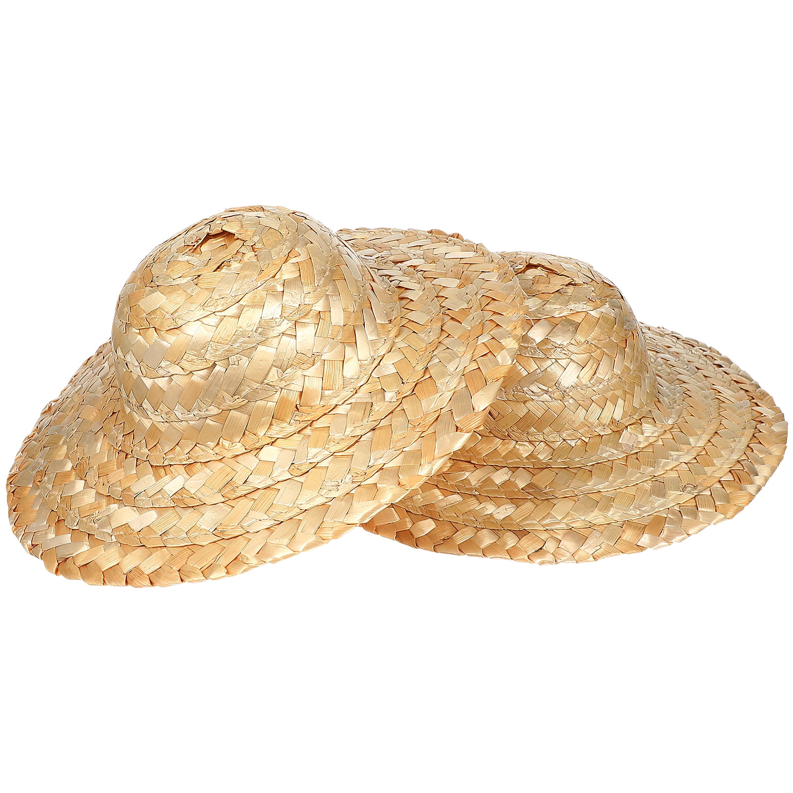 2 Pcs Braided Straw Hat Party Hats Christmas Decorations Toppers Girls ...