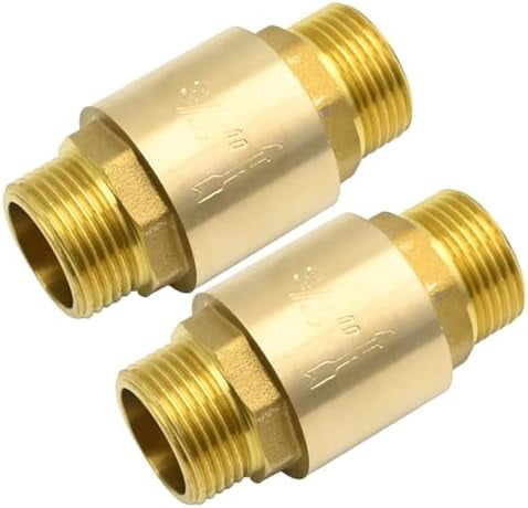 2 Pcs Brass Check Valve, 3/4" Male Thread One Way Backflow Preventer Check Valves, In-line ...