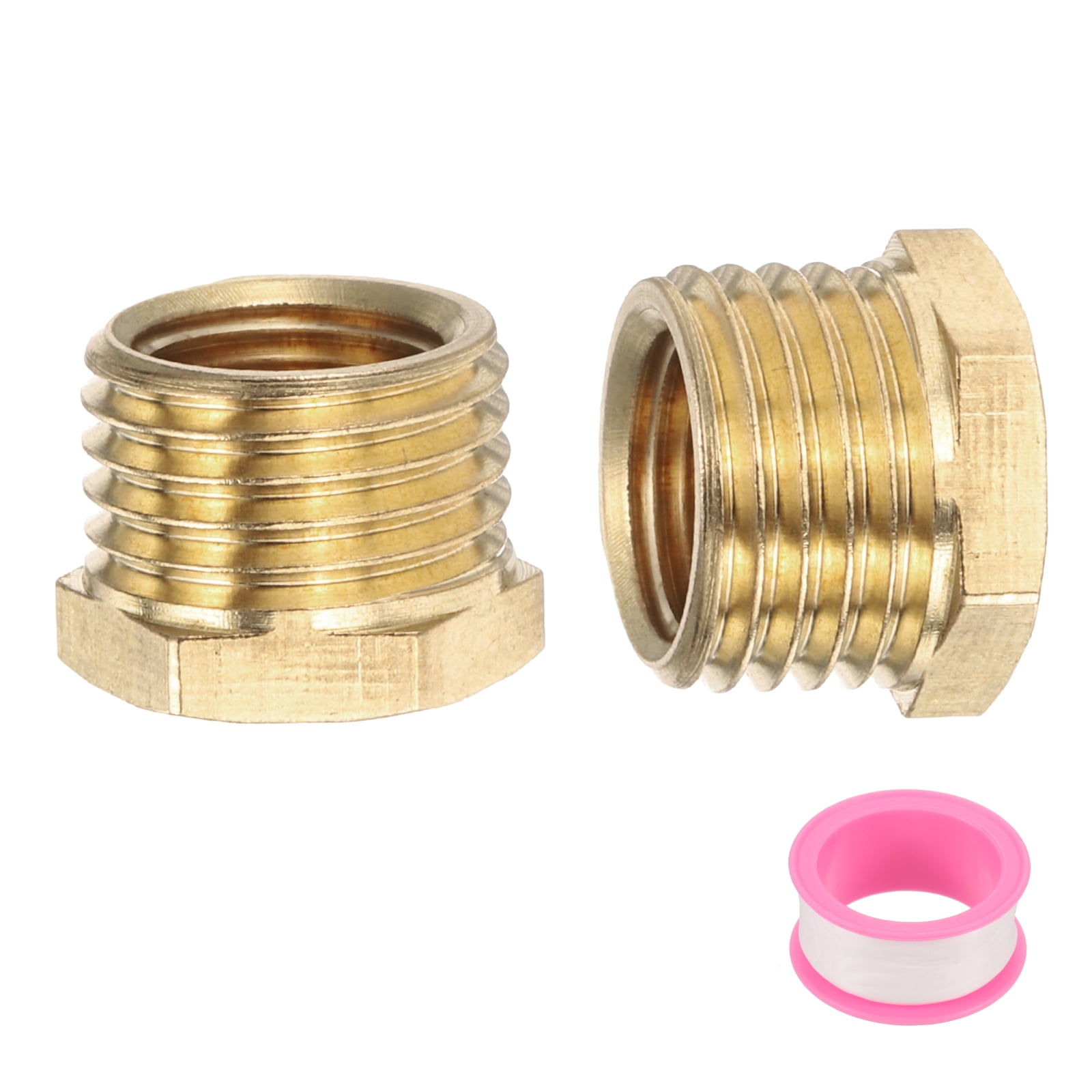2 Pcs Brass Reducer Hex Bushing G1/4" Male x G1/8" Female Threaded ...