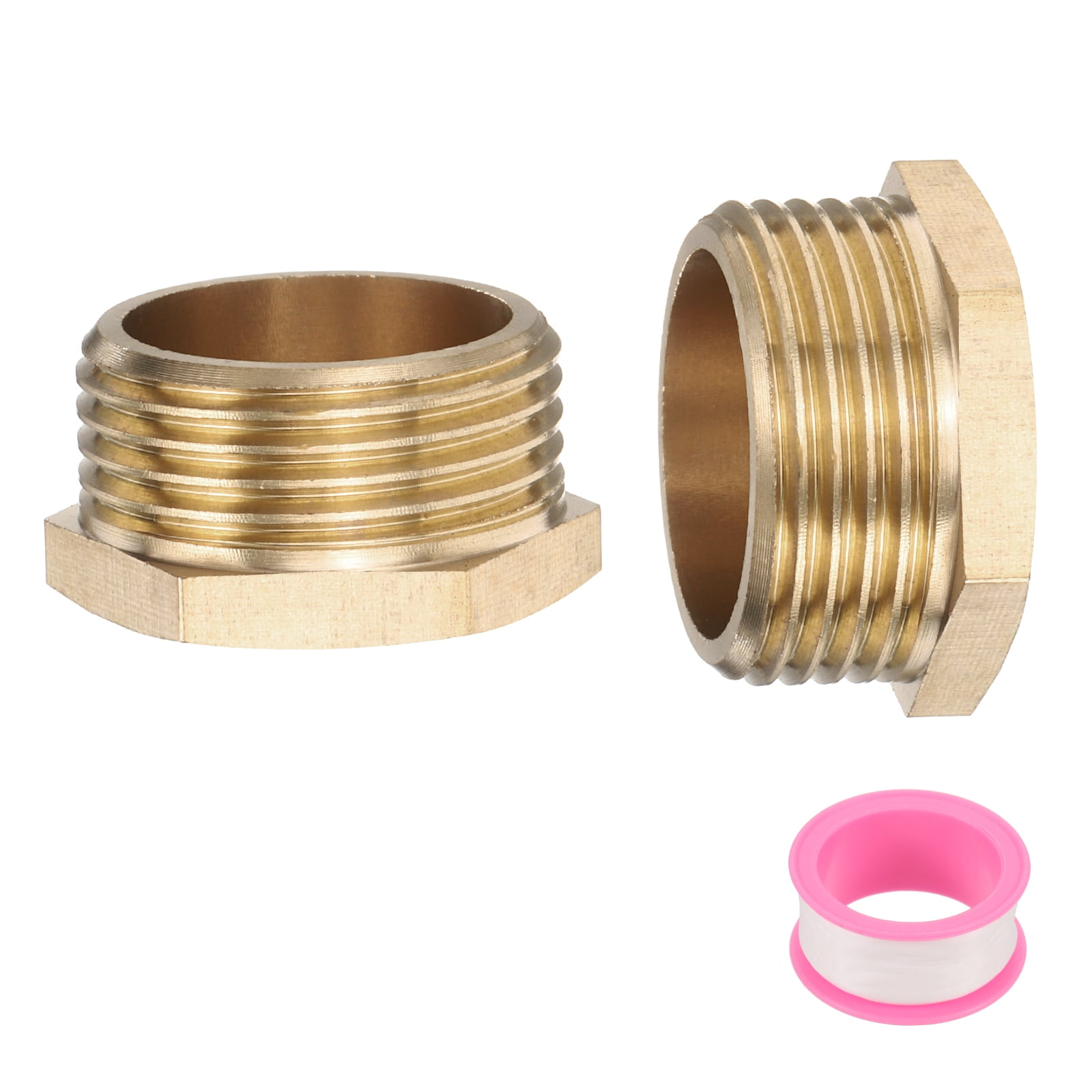 2 Pcs Brass Reducer Hex Bushing G3/4" Male x G1/4" Female Threaded ...