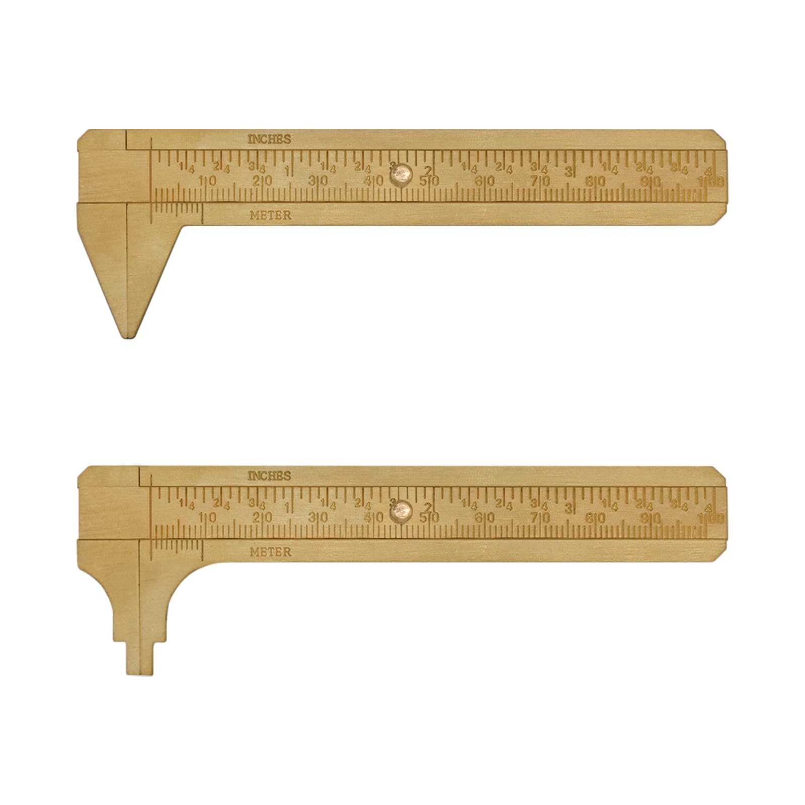 2 Pcs Brass Vernier Caliper, Pocket Handy Sliding Gauge Double Scales ...