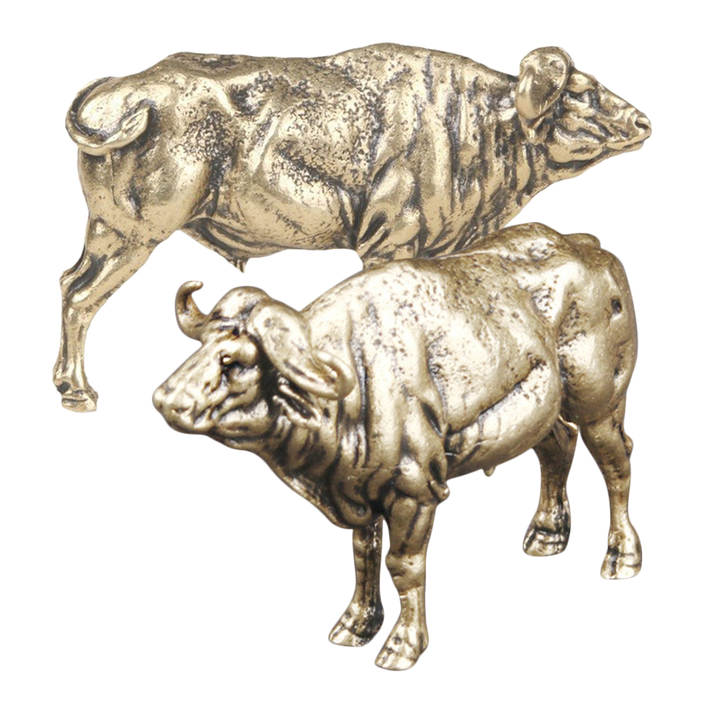 2 Pcs Brass Yak Ornament Indoor Desktop Decor Animal Statues Vintage ...
