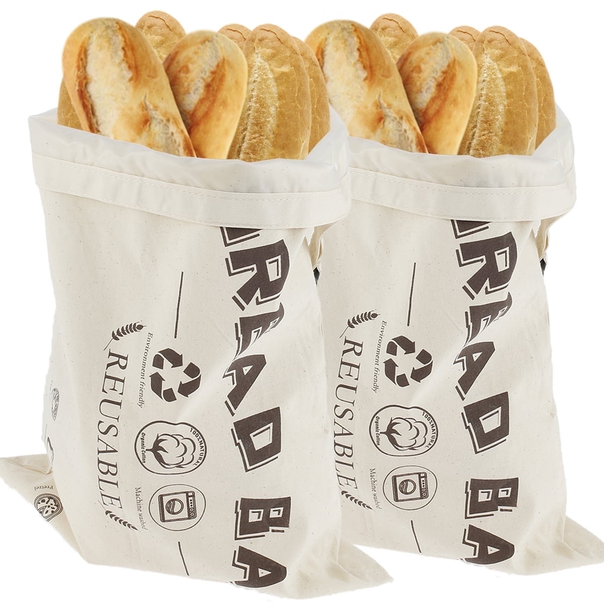 2 Pcs Bread Bags for Homemade Bread,Organic Cotton Reusable Bread Bag ...