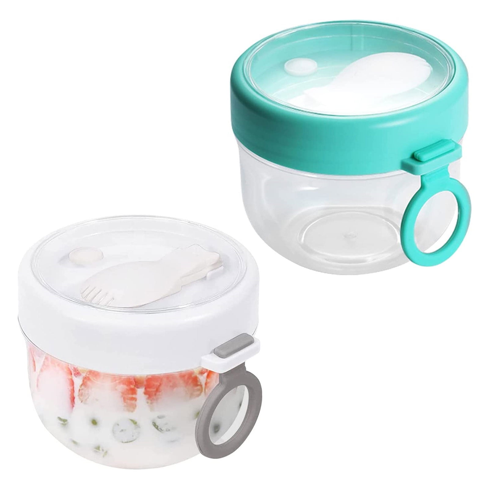 2 Pcs Breakfast Cup Overnight Oat Containers with Lids and Spoons Large ...