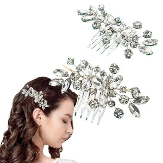 2 Pcs Bridal Hair Combs, Sparkling Crystal Rhinestone Wedding Side ...