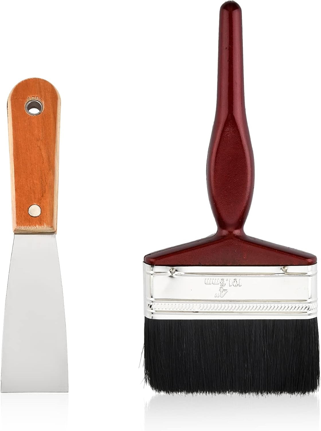 2 Pcs Bristle Paint Brushes and Putty Knife Flat Paint Brushes ...