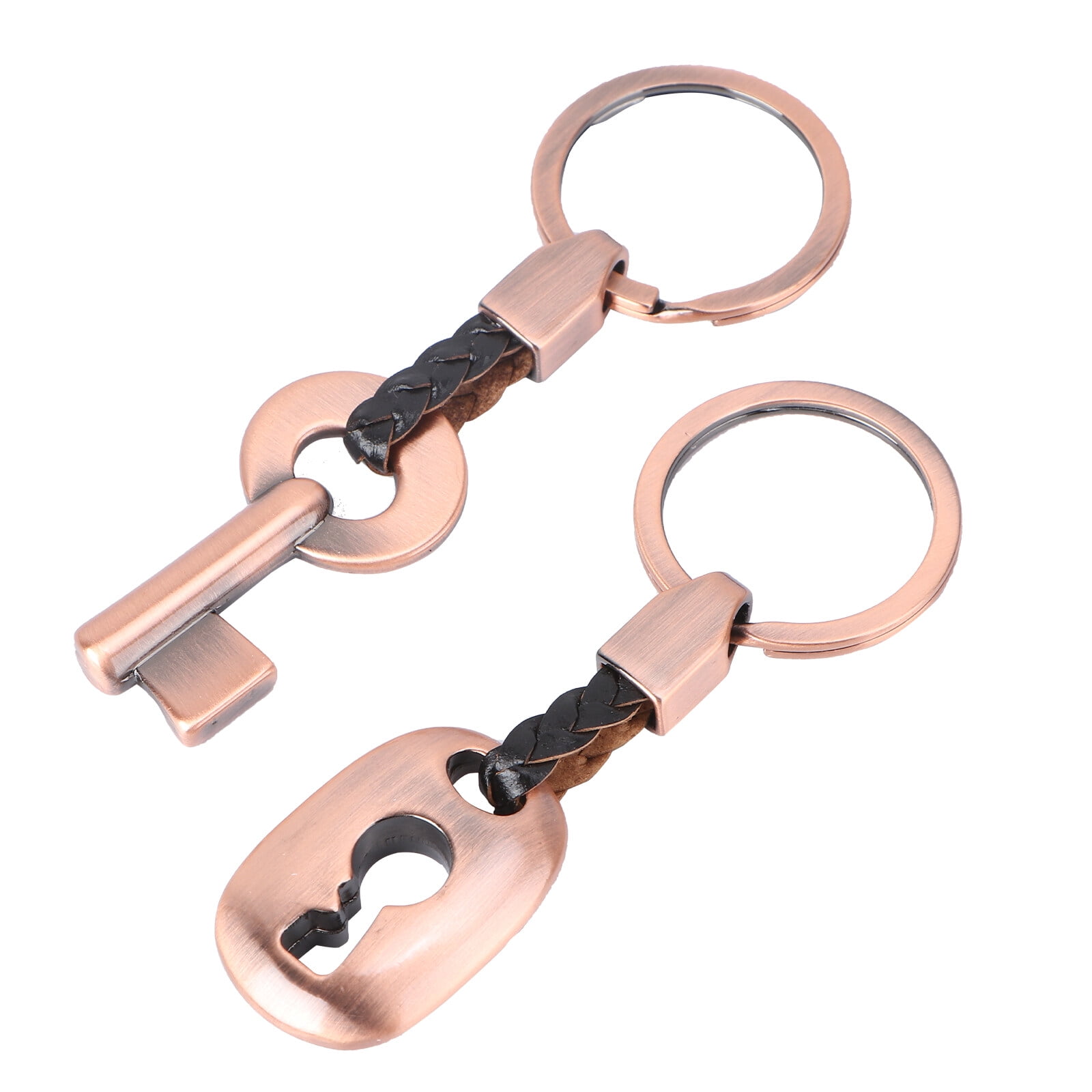 2 Pcs Bronze Keychain Lanyards Keychain Key Lock Gift Miss Man 9.50X3 ...