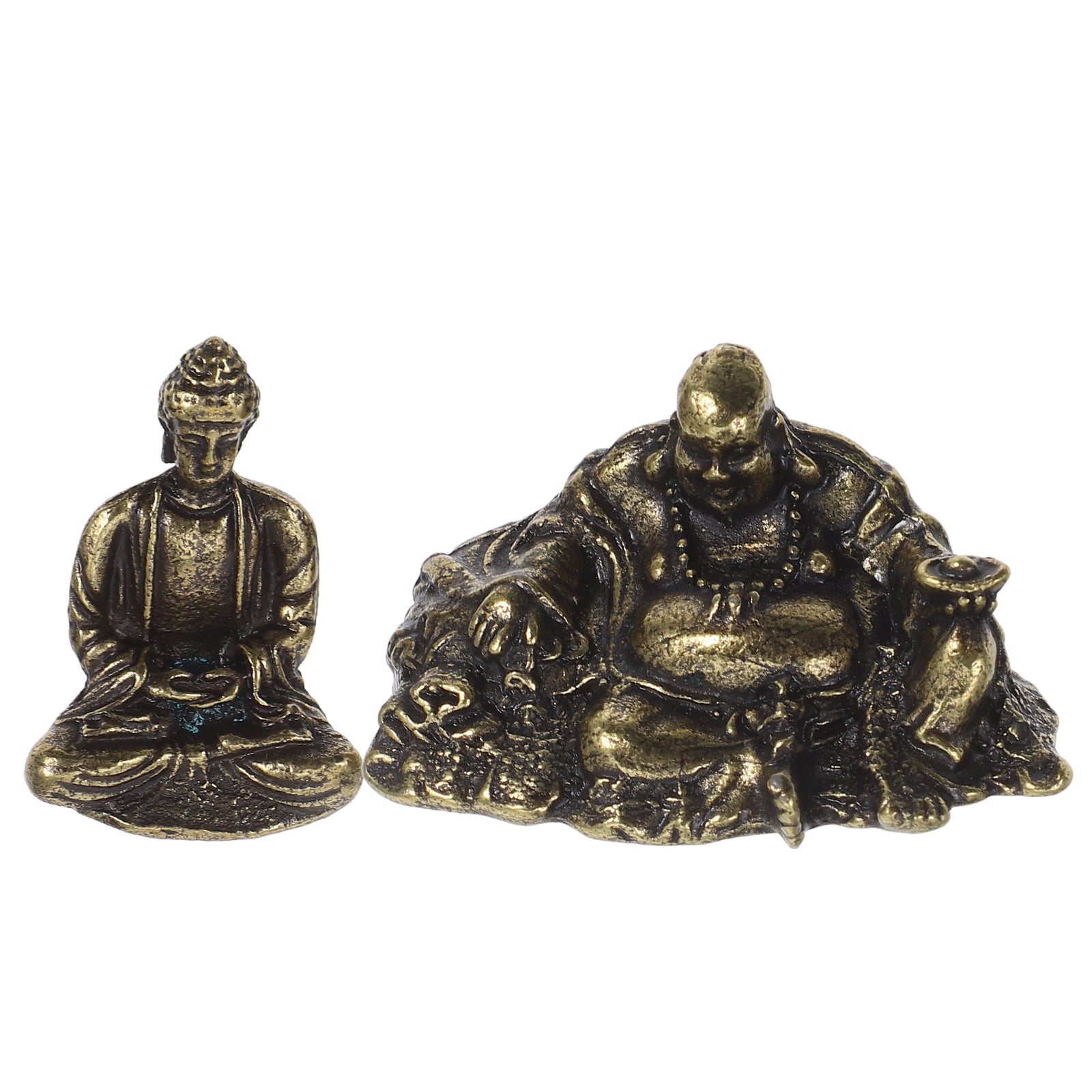 2 Pcs Buddha Statue Indoor Statues Small Ornaments Gift Golden ...