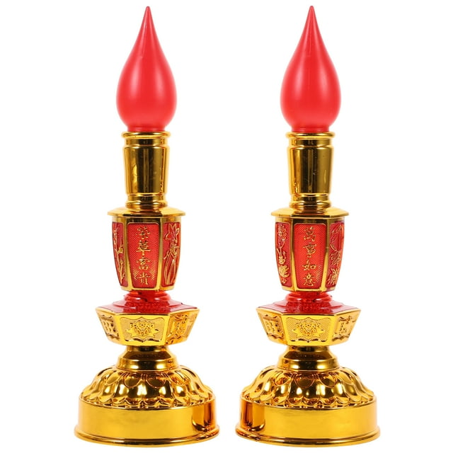 2 Pcs Buddhist Hall Candle Light Candles Battery Operated Buddha Lamps ...