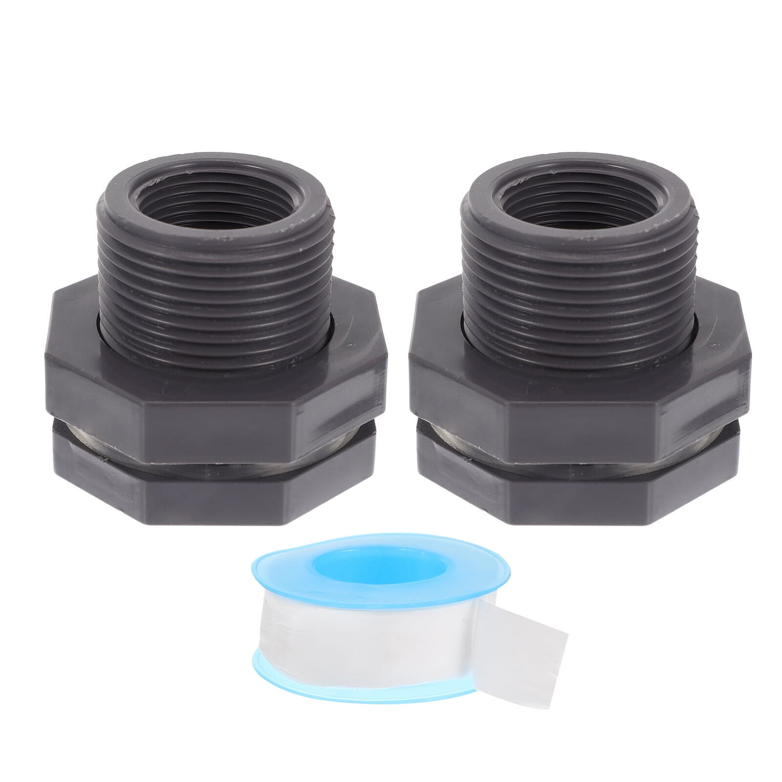 2 Pcs Bulkhead 100 Gallon Water Tank Pvc Fittings Partition Connector ...