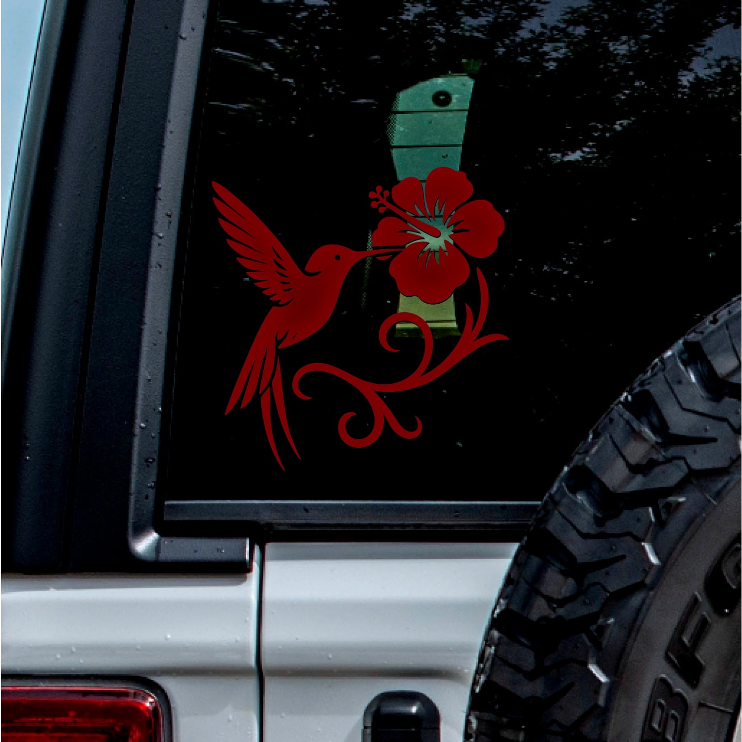 (2 Pcs Burgundy, 7'' x 7.0'') - Vinyl Sticker Decal - "Hummingbird And ...
