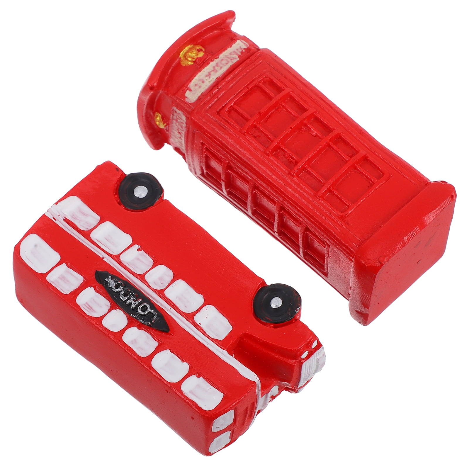 2 Pcs Bus Statue Double Ornaments Desktop Decoration Travel 9.30X3.00X3 ...