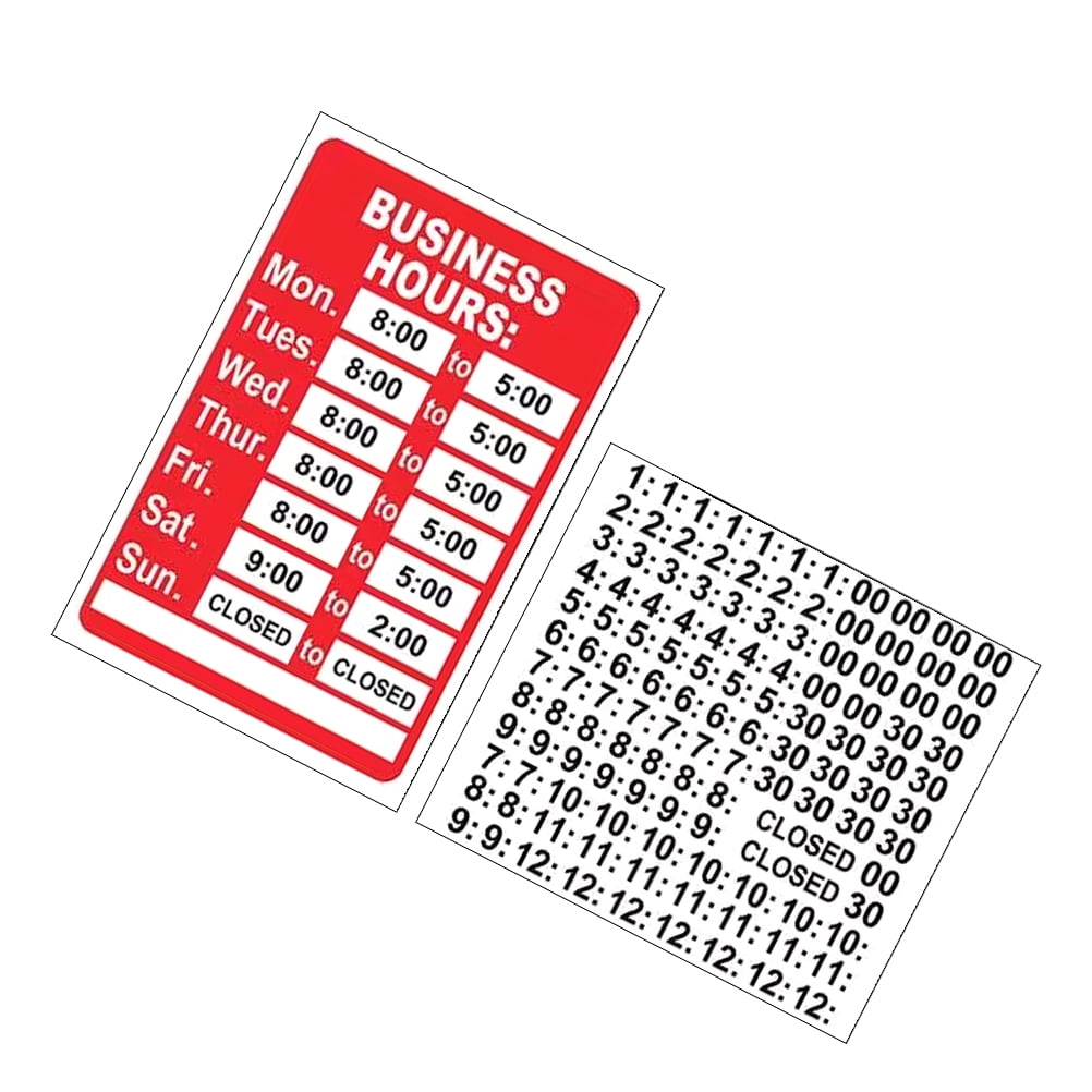 2 Pcs Business Hours Sticker Decal Stickers Business Time Sticker Hours ...