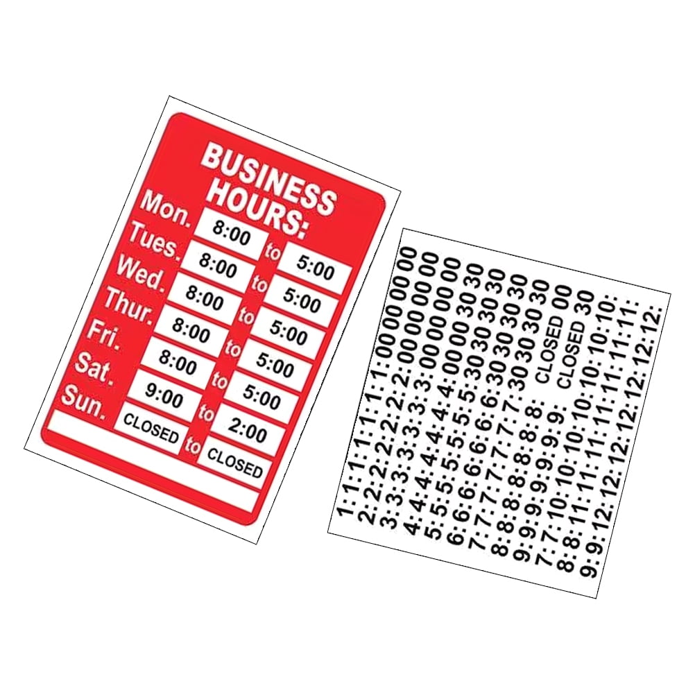 2 Pcs Business Hours Sticker Decal Stickers Open Sign with Hours Push ...