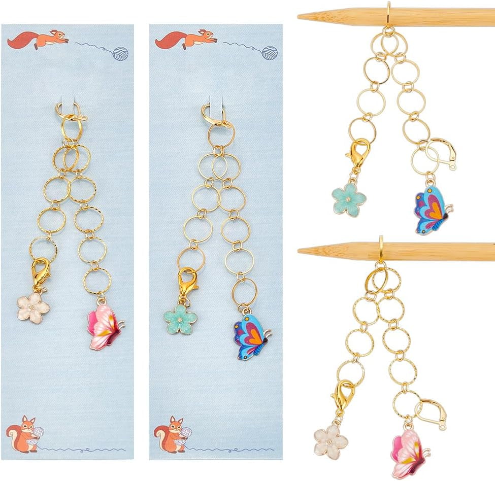 2 Pcs Butterfly Knitting Row Counter Chains 2 Pcs Flower Chain Row ...