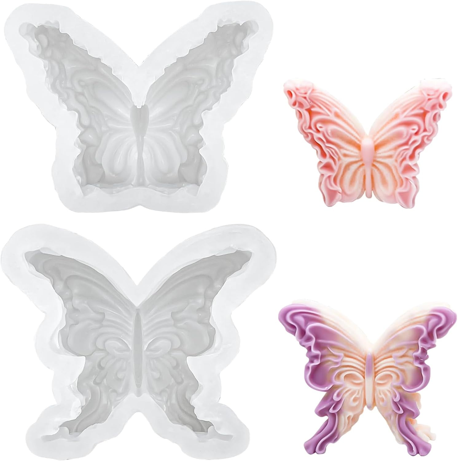 2 Pcs Butterfly Silicone Molds 3D Butterfly Candle Molds Wax Melt Molds ...