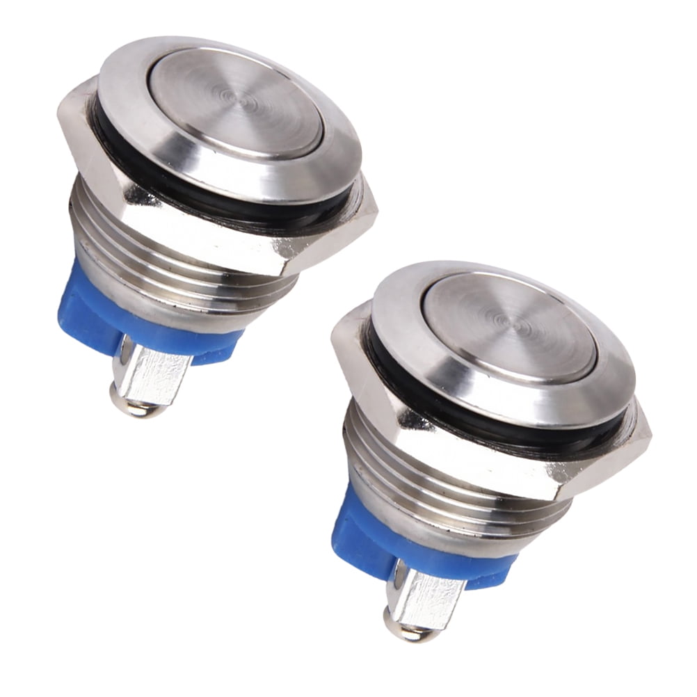 2 Pcs Buttons Waterproof Metal Push Button Flat Head Switch Doorbell ...