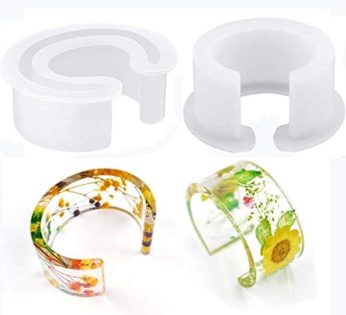 2 Pcs C Font Cuff Bracelet Silicone Bangle Mold Clear Round Bracelet ...