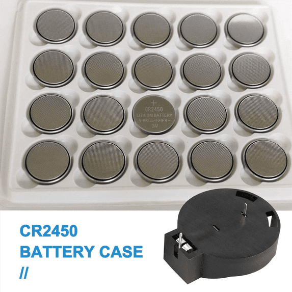 2 Pcs CR2450 Coin Cell Button Battery Socket Holder Case 2 Pins Black ...