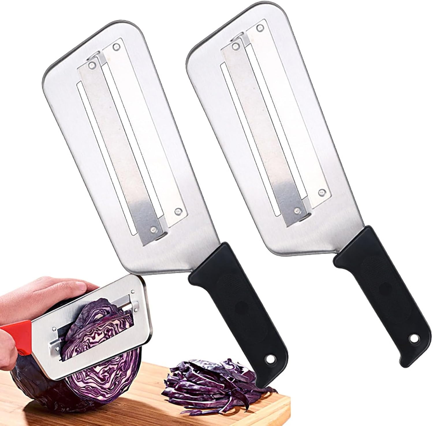 2 Pcs Cabbage Chopper Shredder - Stainless Steel Kitchen Knife for ...