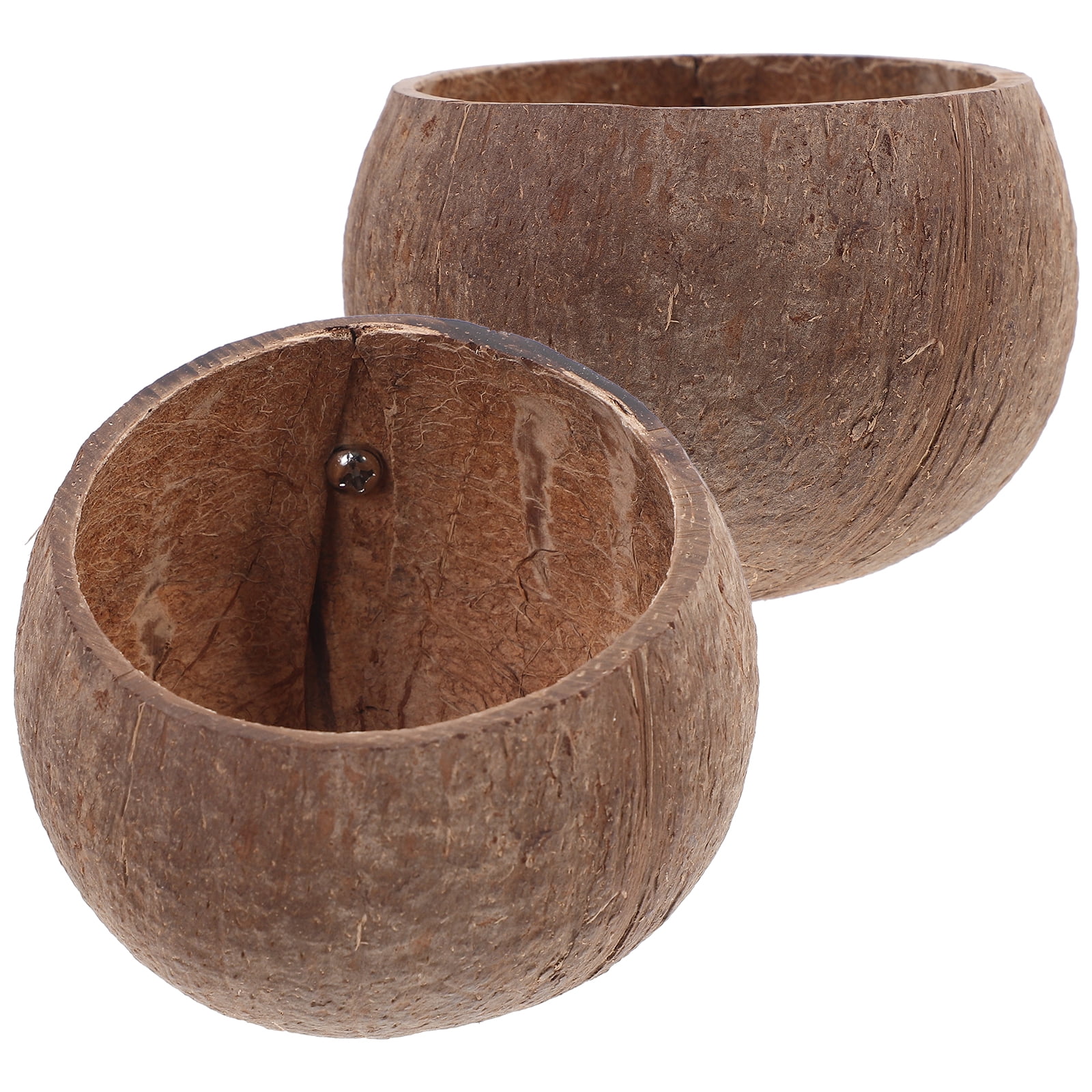 2 Pcs Cage Parrot Coconut Shell Food Basin Large Capacity Pet Bowl ...