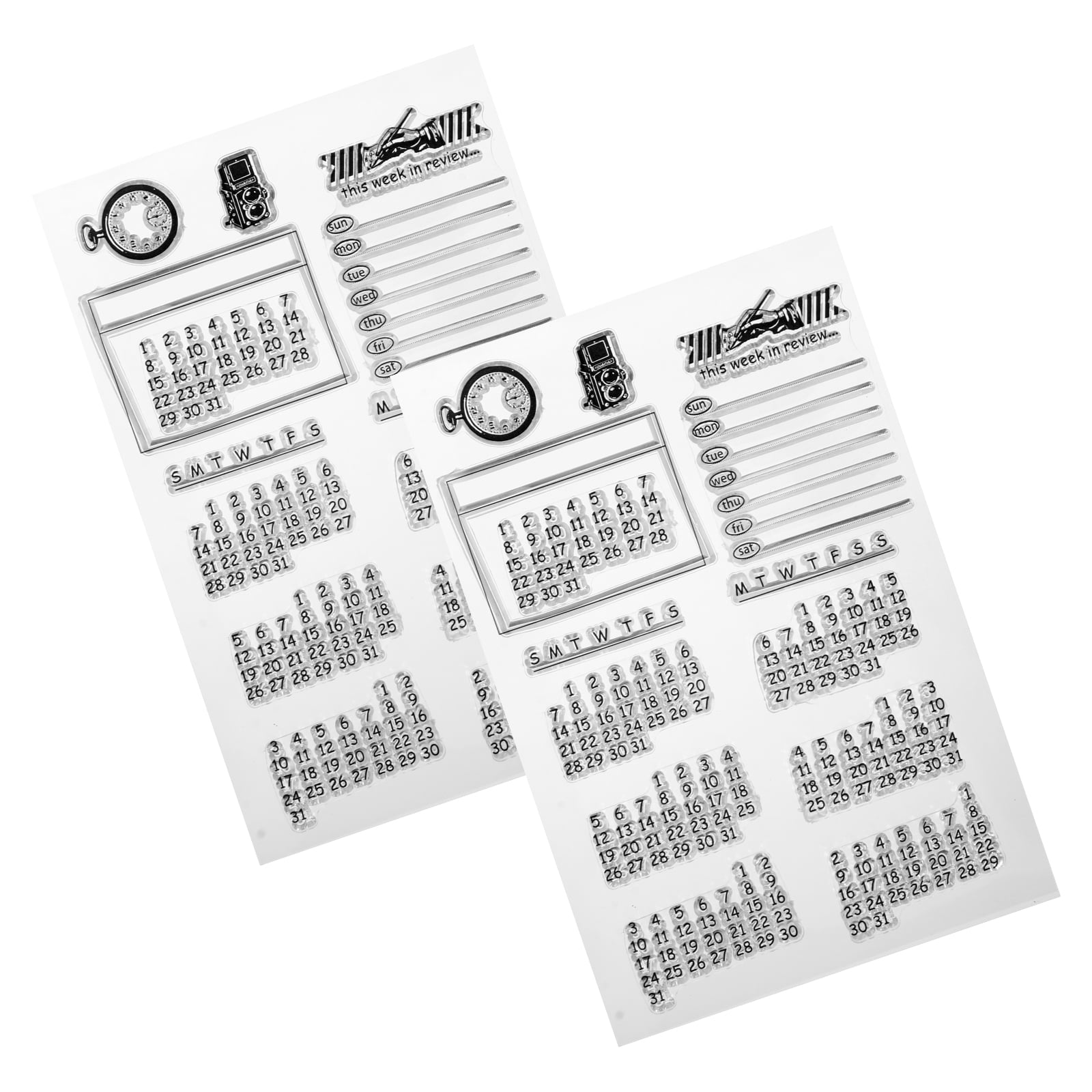2 Pcs Calendar Silicone Stamp Decor Postage Stamps Clear Silicone ...