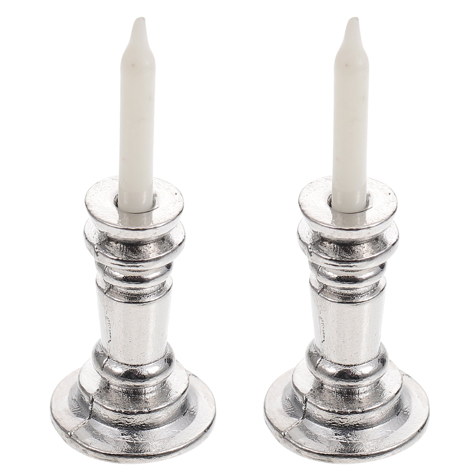 2 Pcs Miniature Landscape Prop Candlestick Toy Child Silver - Walmart.com